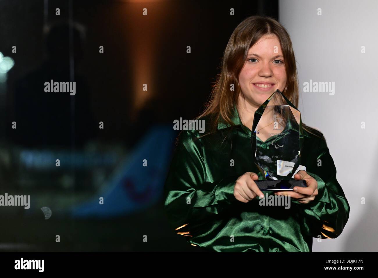 Gitte Welslau poses with the Talent of the Year award at the ...