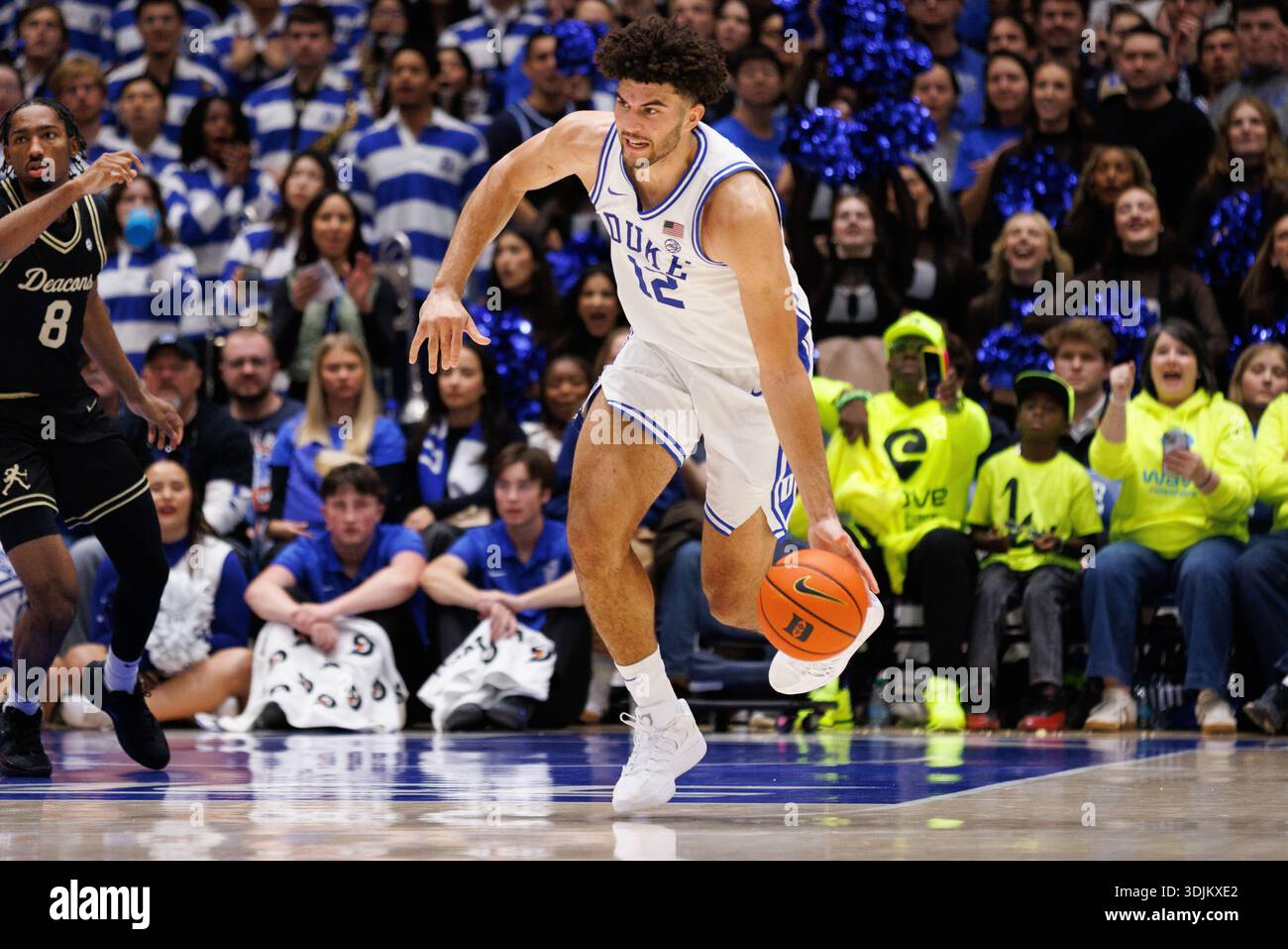 Duke's Cameron Boozer (12) handles the ball during an NCAA college ...