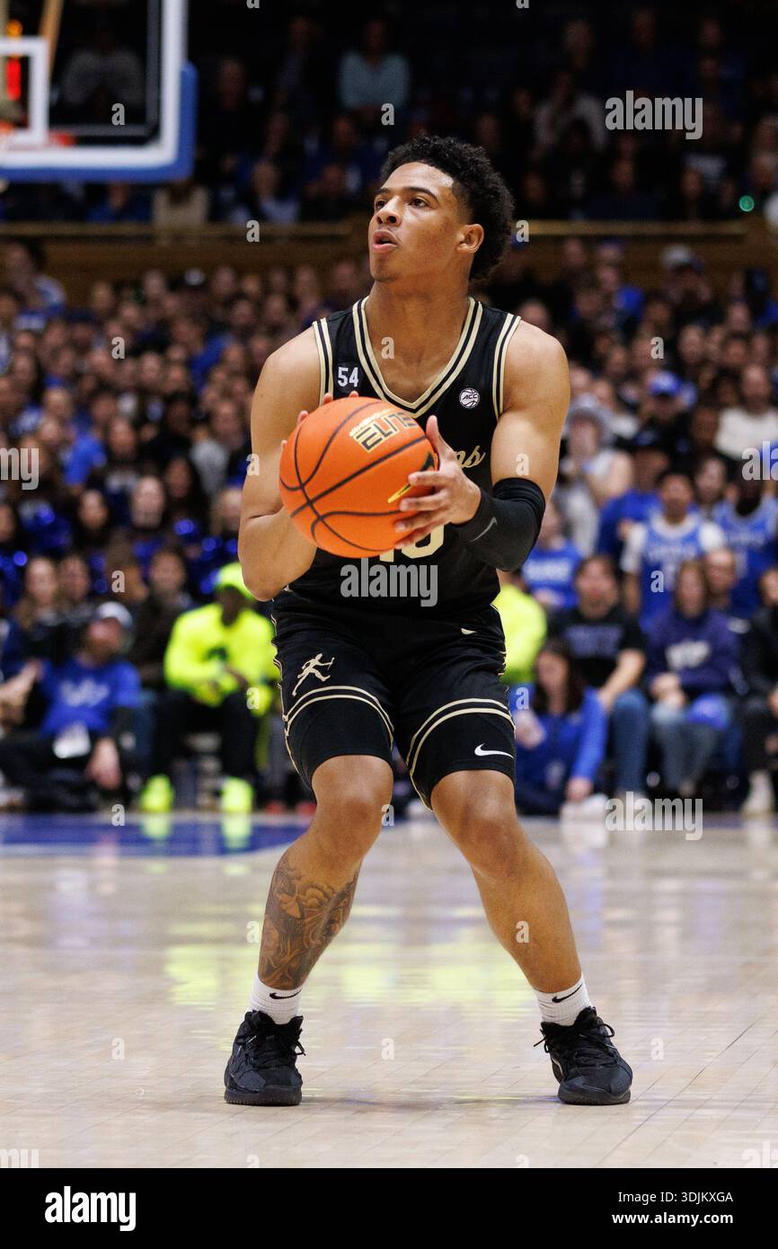 Wake Forest's Sebastian Atkins (10) shoots the ball during an NCAA ...