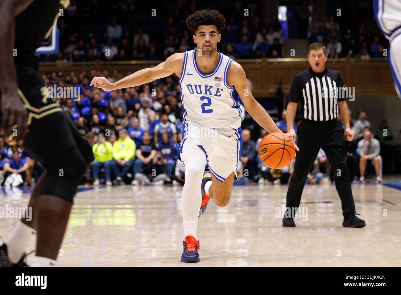 Duke's Cayden Boozer (2) handles the ball during an NCAA college ...