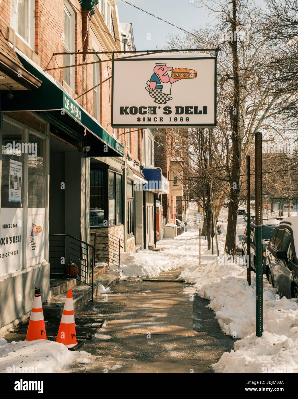 Kochs Deli vintage sign in the snow, Philadelphia, Pennsylvania Stock ...
