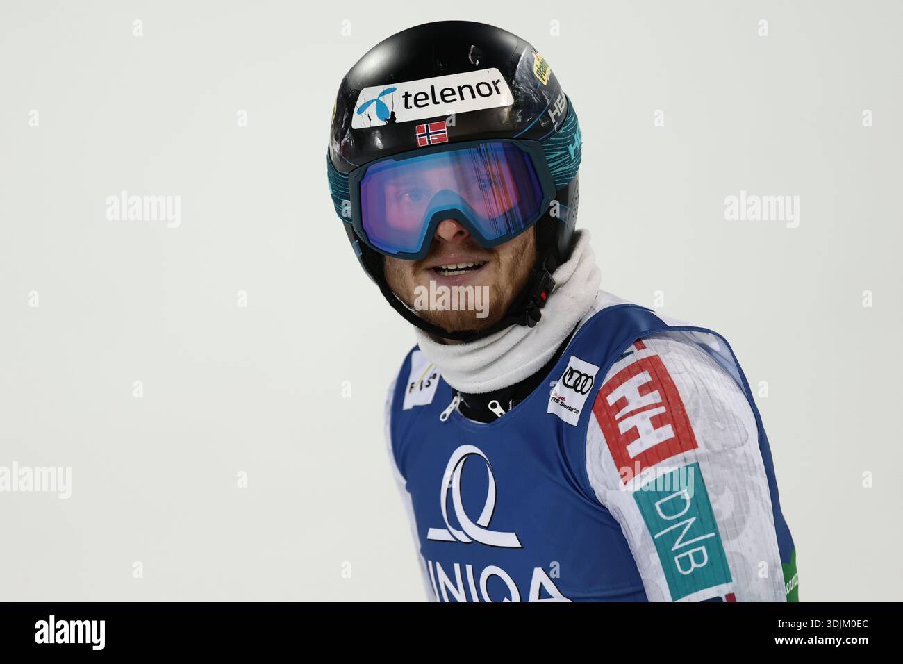 Norway's Atle Lie McGrath reacts at finish line during an alpine ski ...