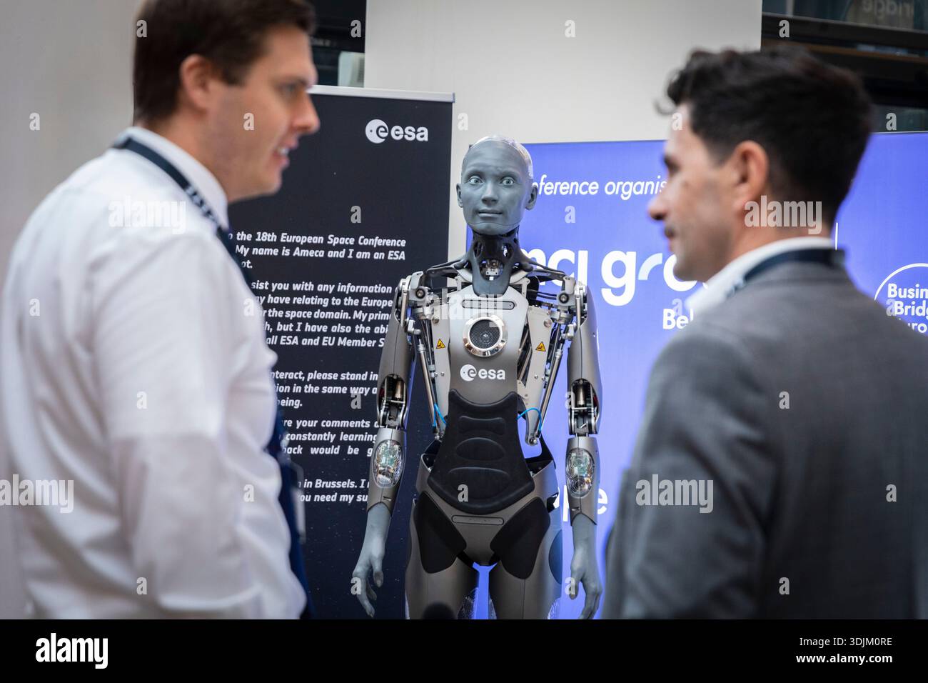 Ameca, the ESA's humanoid robot on display. The Belgian capital is ...
