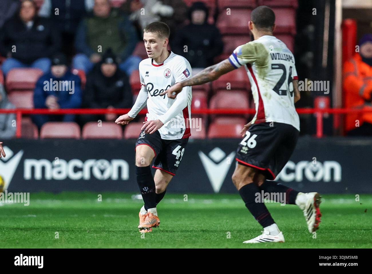49, Ronan Darcy of Crawley Town in action during the Sky Bet League 2 ...