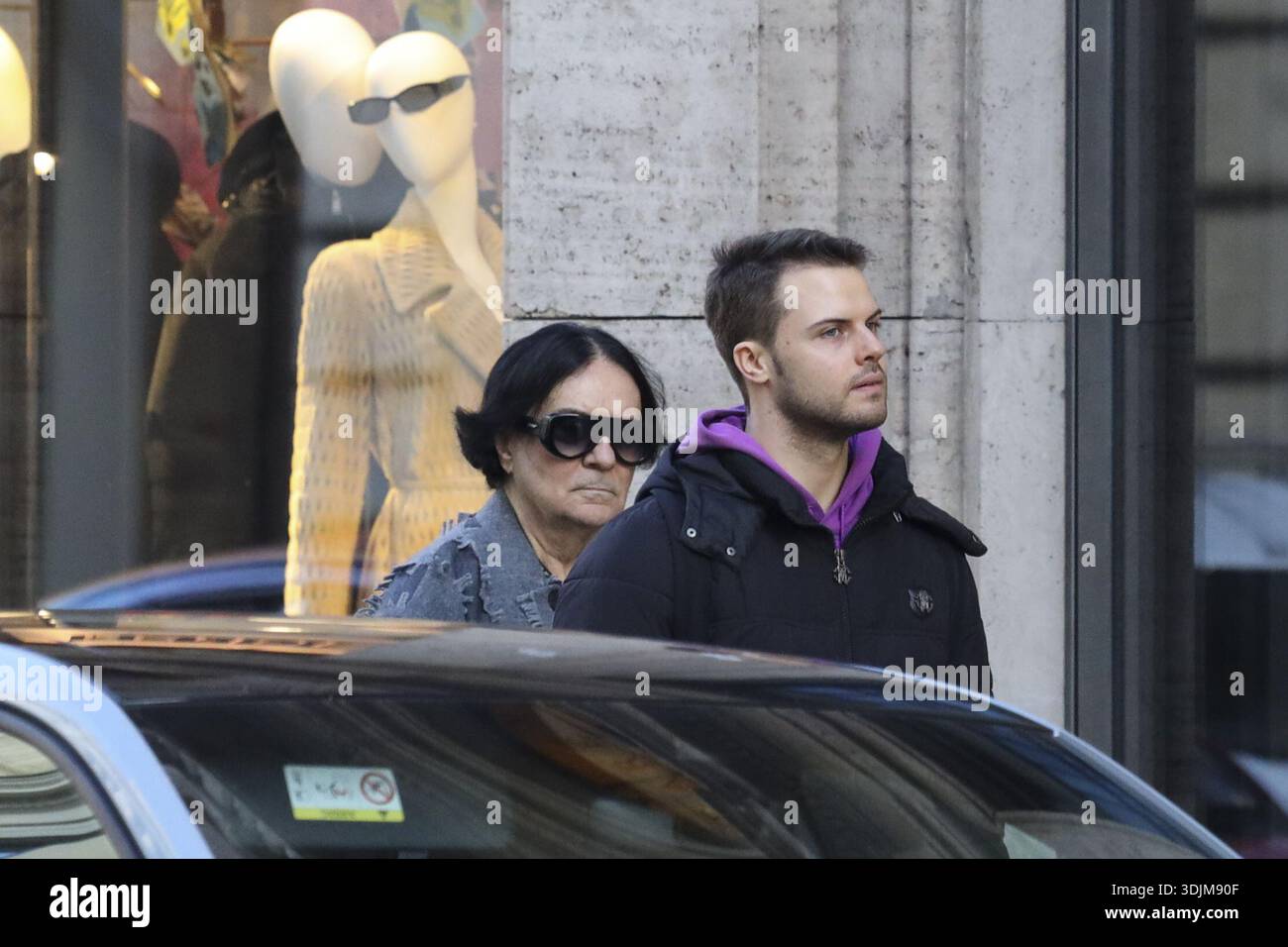 Rome; the Roman singer Renato Zero, walks accompanied by his assistant ...
