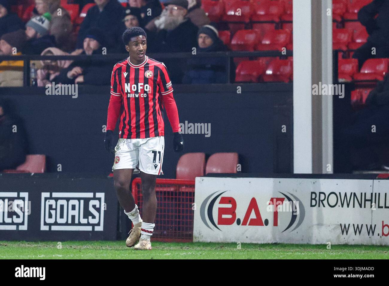 11, Aaron Loupalo-Bi of Walsall FC looks as he moves position during ...