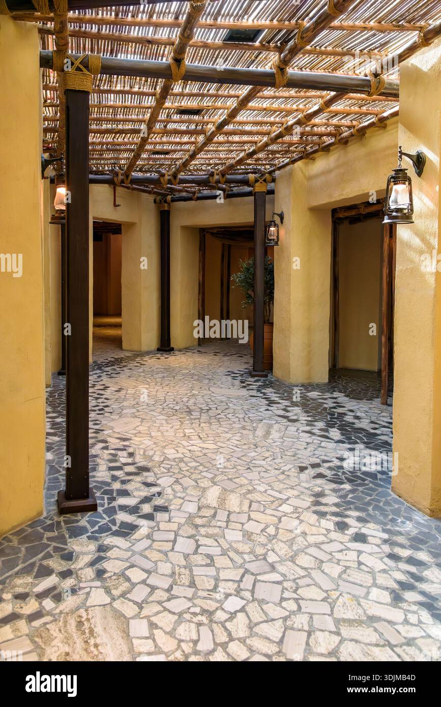 Beautiful vertical perspective of a traditional Middle Eastern hallway ...