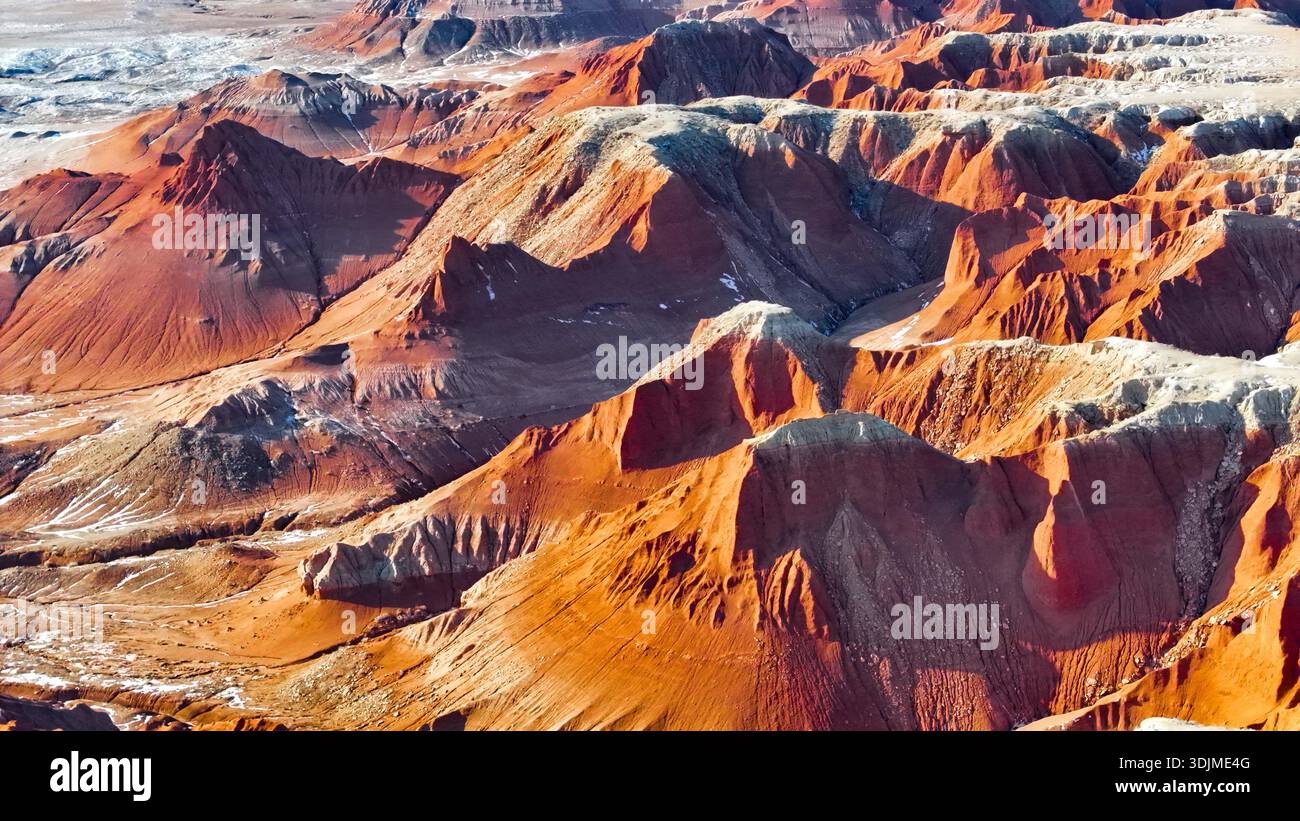 ULANQAB, CHINA - JANUARY 27, 2026 - Aerial view of the red cliff ...