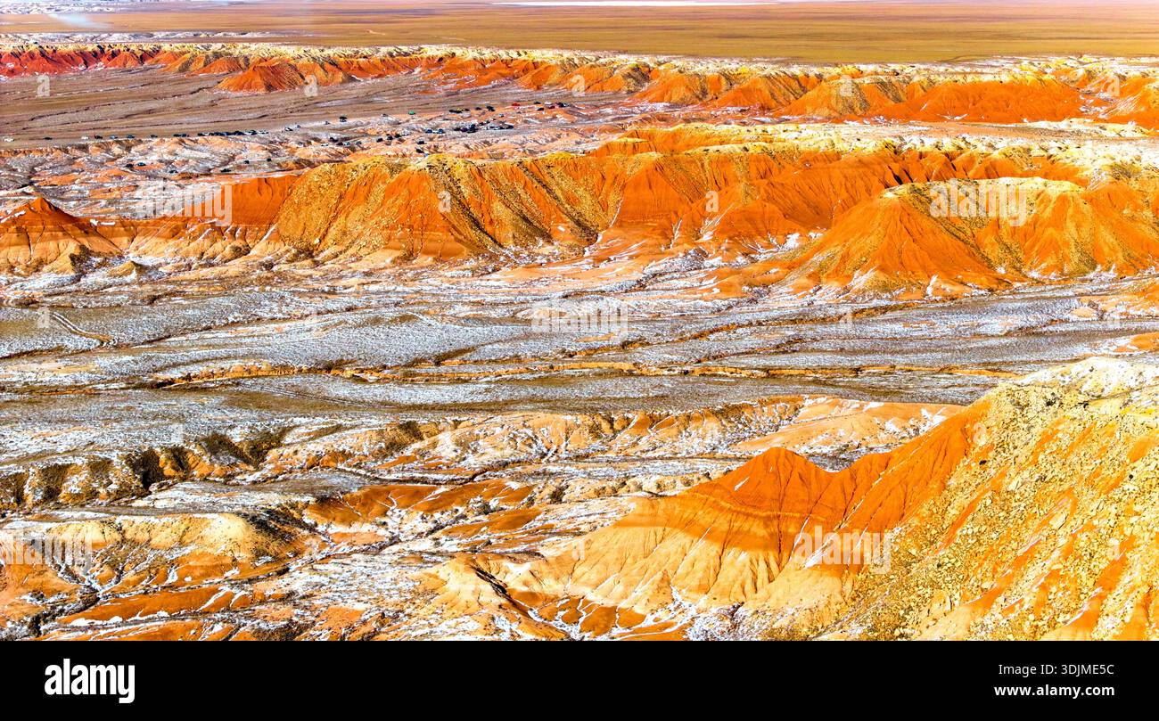 ULANQAB, CHINA - JANUARY 27, 2026 - Aerial view of the red cliff ...