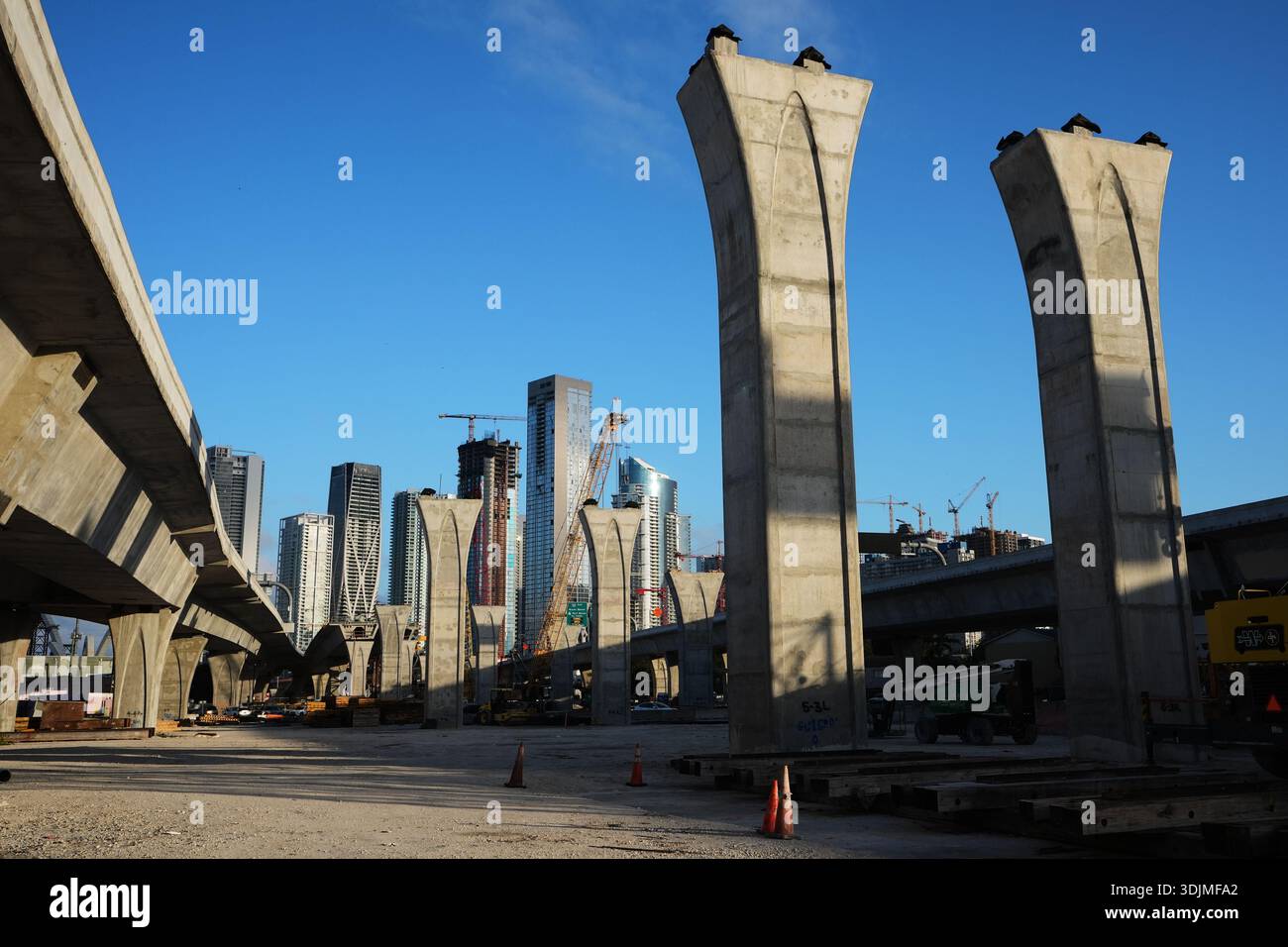 Construction is underway on components of the six-arch Signature Bridge ...