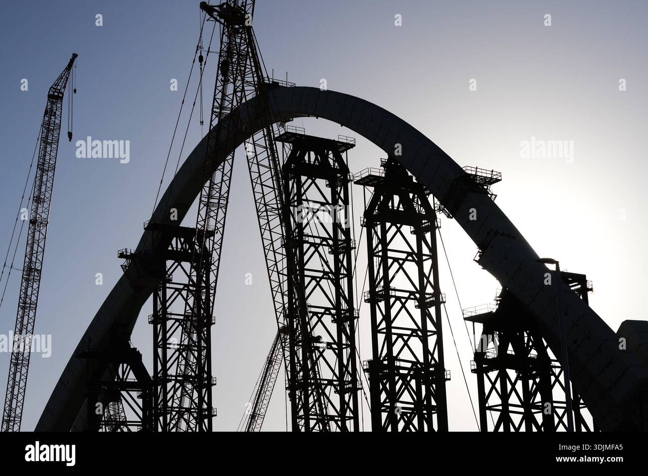 Construction is underway on components of the six-arch Signature Bridge ...