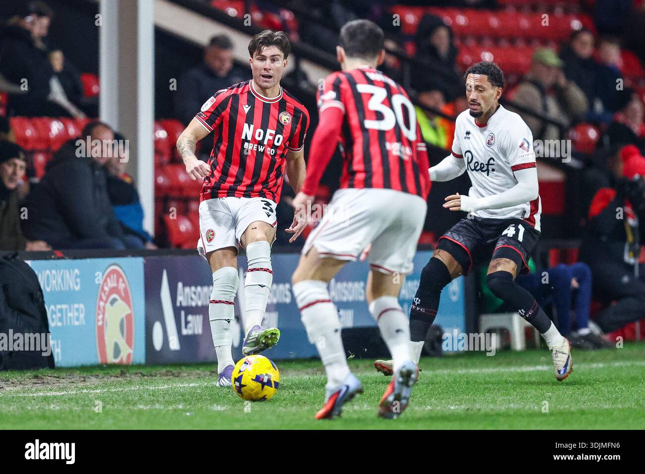 3, Mason Hancock of Walsall FC passes the ball during the Sky Bet ...