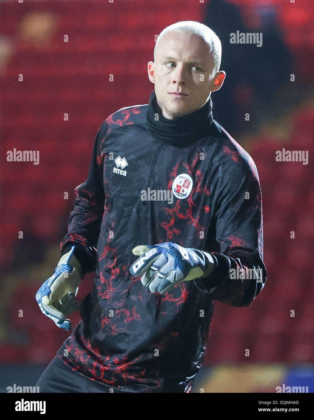 35, Jacob Chapman of Crawley Town at warm up during the Sky Bet League ...