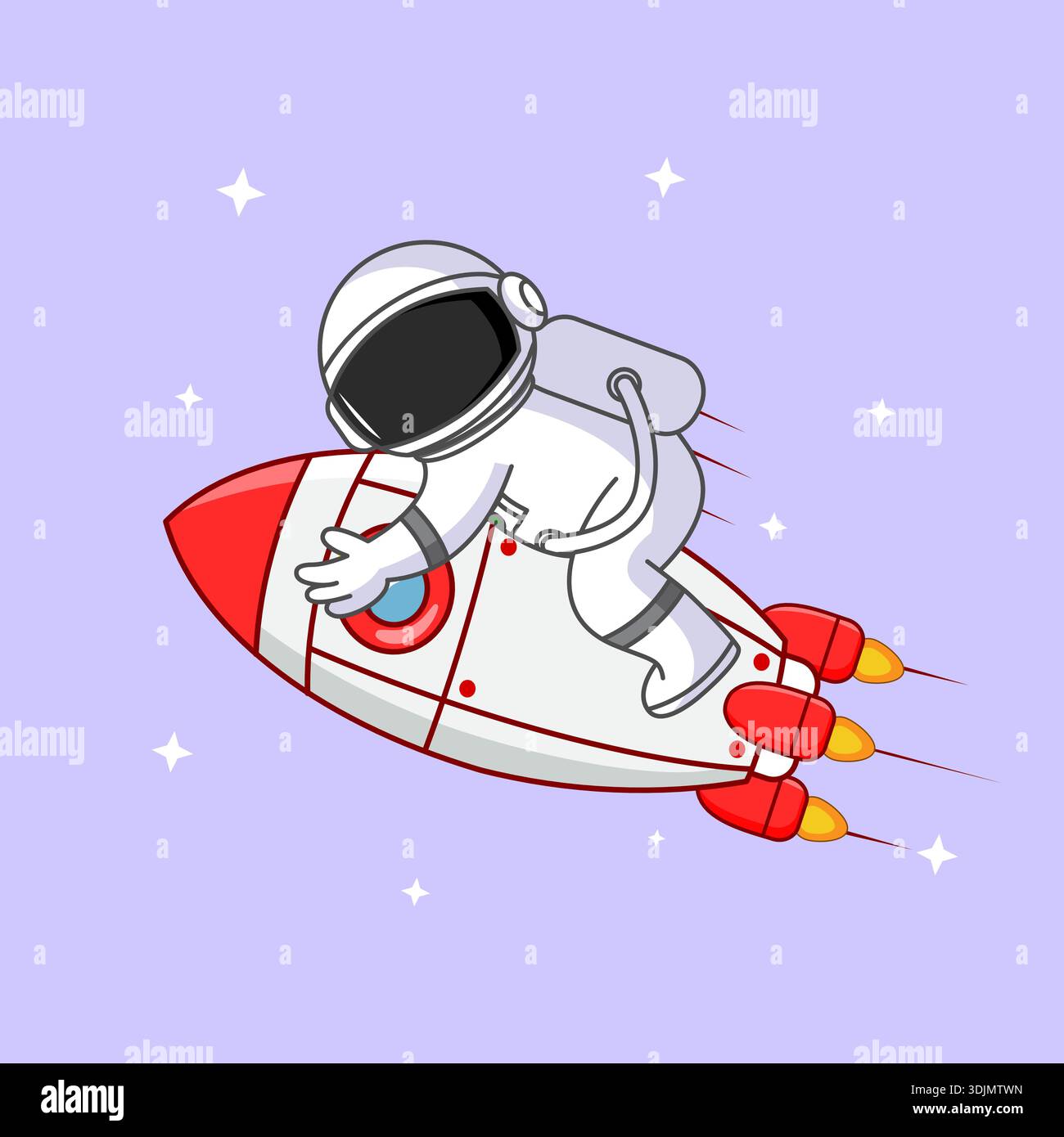 Cute Astronaut Riding a Rocket in Space Vector Illustration Cartoon ...