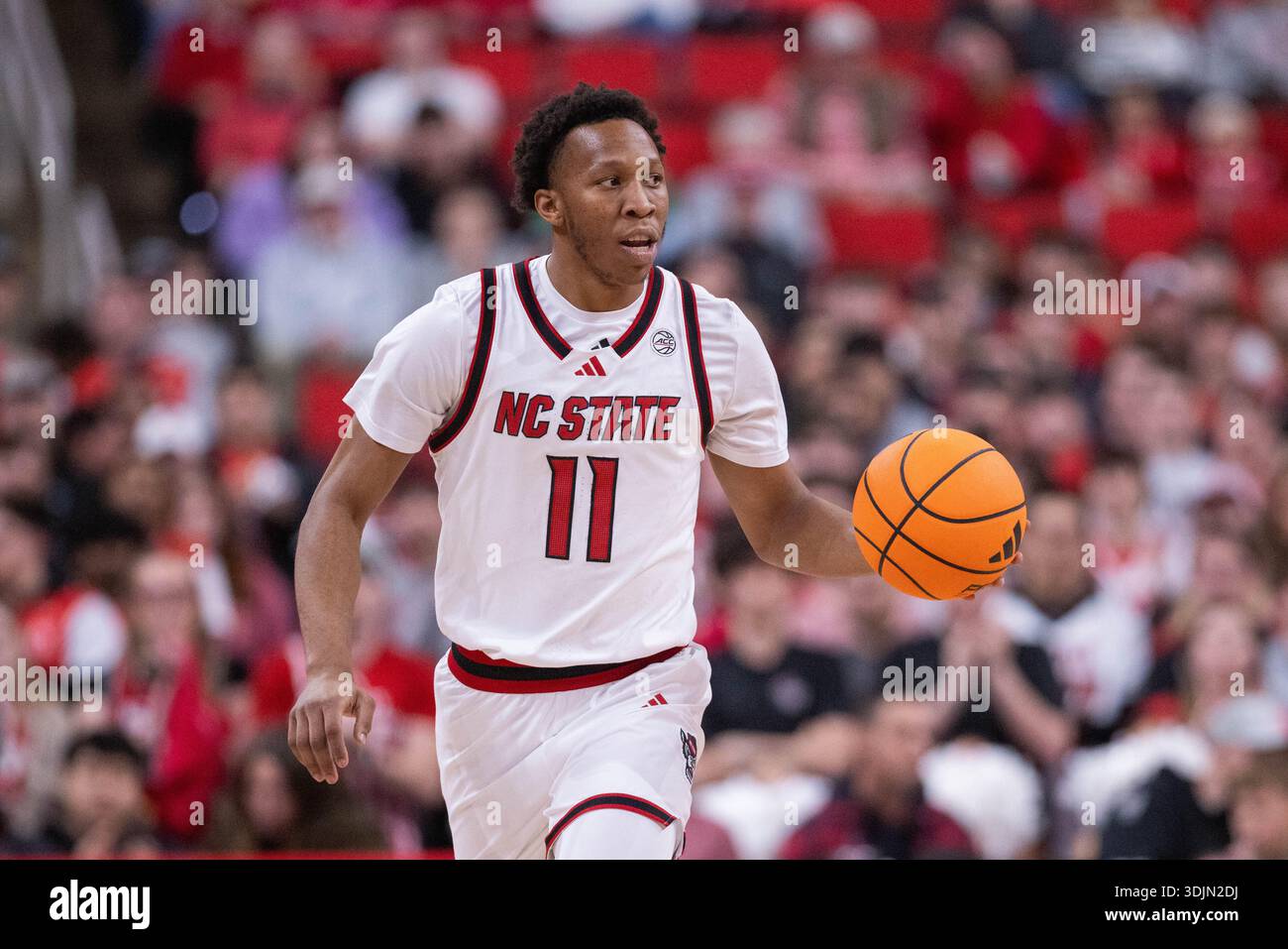 January 27, 2026: NC State Wolfpack guard Quadir Copeland (11) brings ...