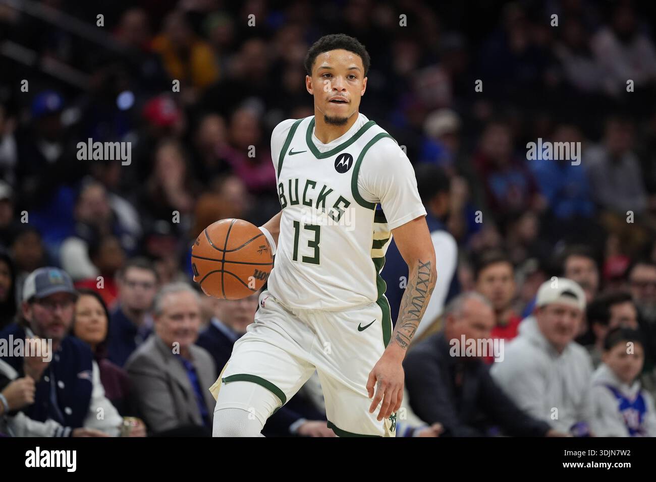 Milwaukee Bucks' Ryan Rollins plays during an NBA basketball game ...
