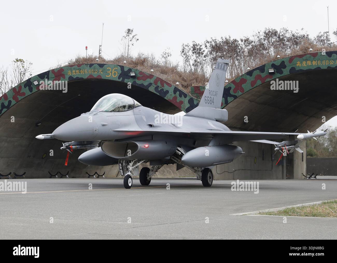 A Taiwan air force F-16V fighter jet taxis during a military exercise ...