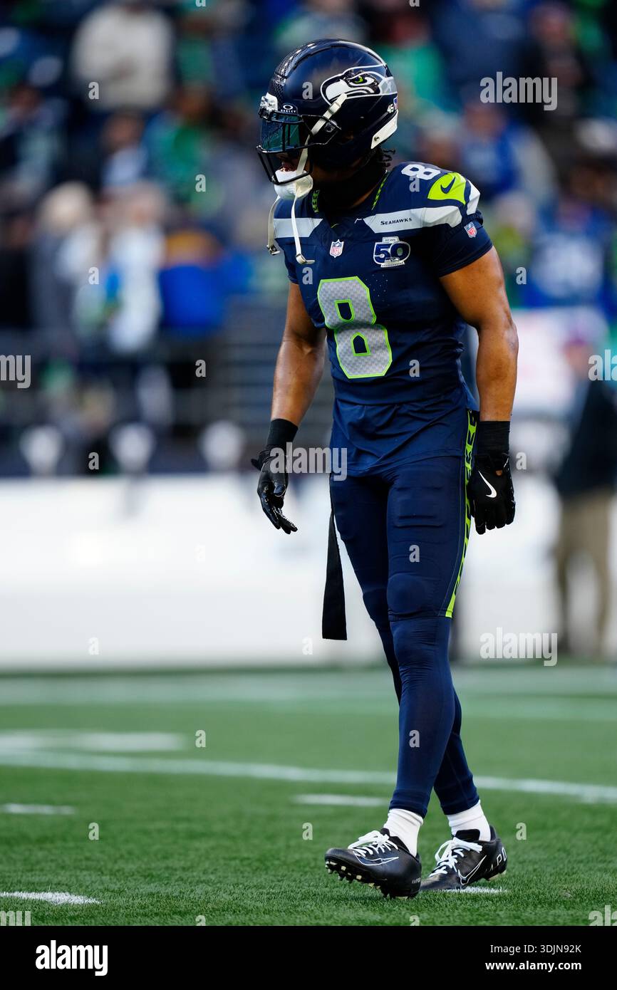 Seattle Seahawks safety Coby Bryant (8) gets set during the NFC ...