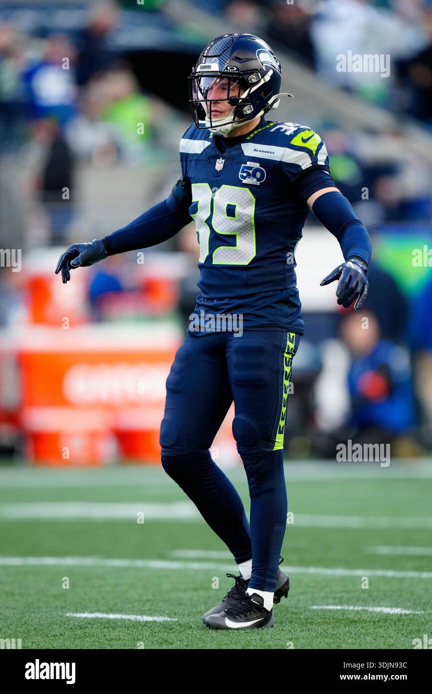 Seattle Seahawks safety Ty Okada (39) gets set during the NFC ...