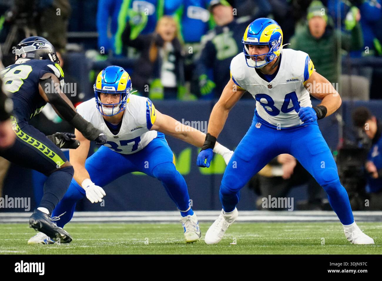 Los Angeles Rams tights end Colby Parkinson (84) and Davis Allen (87 ...