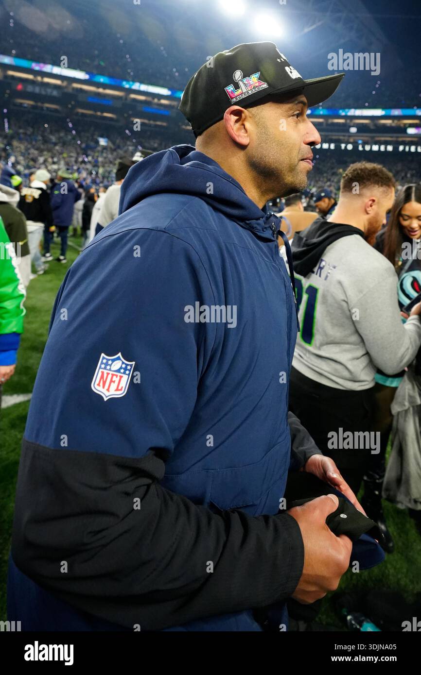 Seattle Seahawks defensive coordinator Aden Durde looks on after the ...