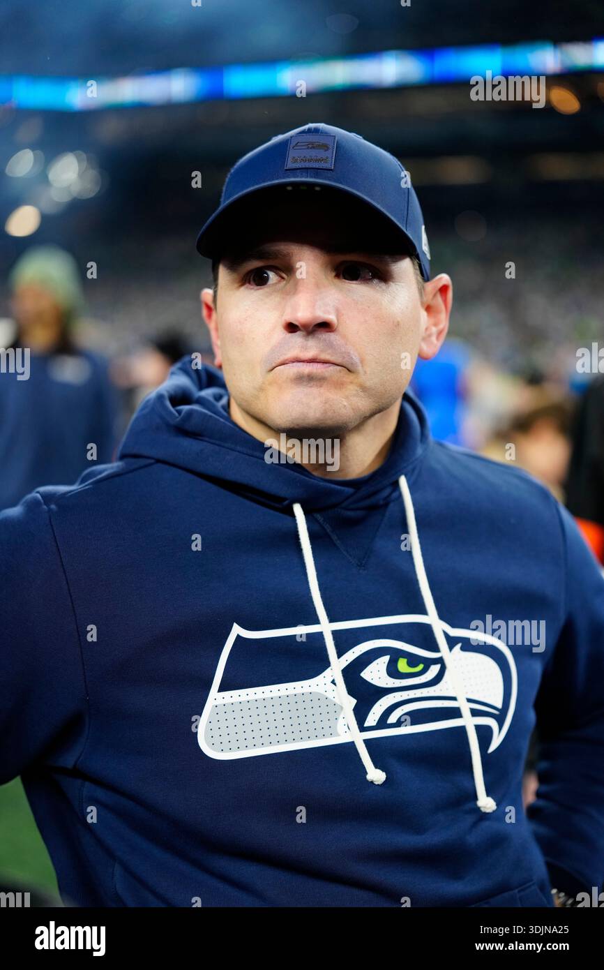 Seattle Seahawks head coach Mike Macdonald looks on after the NFC ...