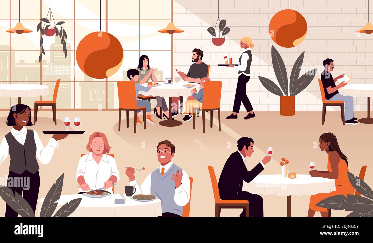 Tables customers dining Stock Vector Images - Alamy