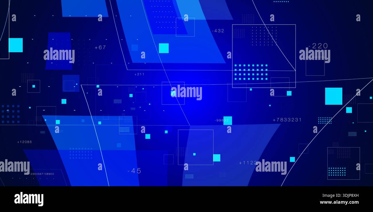 Digital technology and data flow background with geometry environment ...