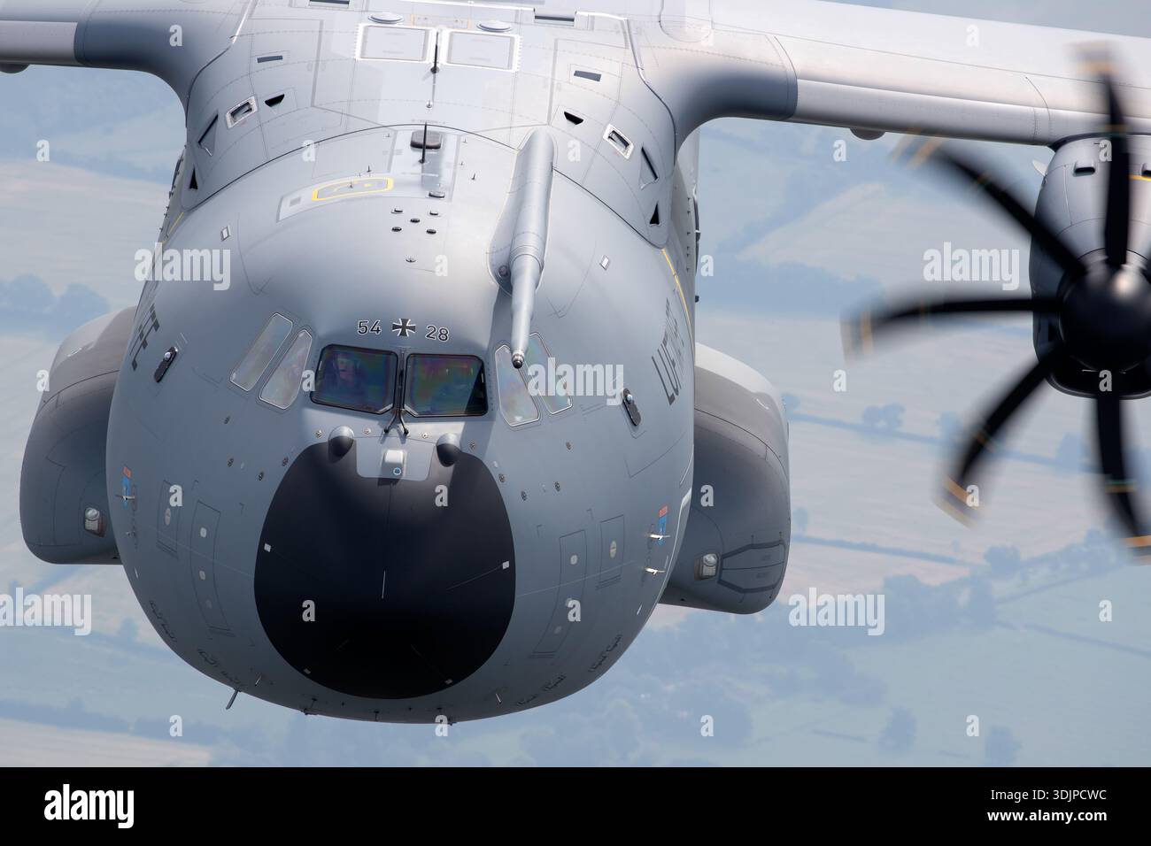 Close-up air-to-air view of a German Air Force Airbus A400M Atlas ...