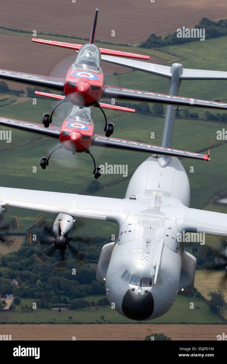 The Luftwaffe Airbus A400M Atlas and The Blades Extra 300L aircraft are ...
