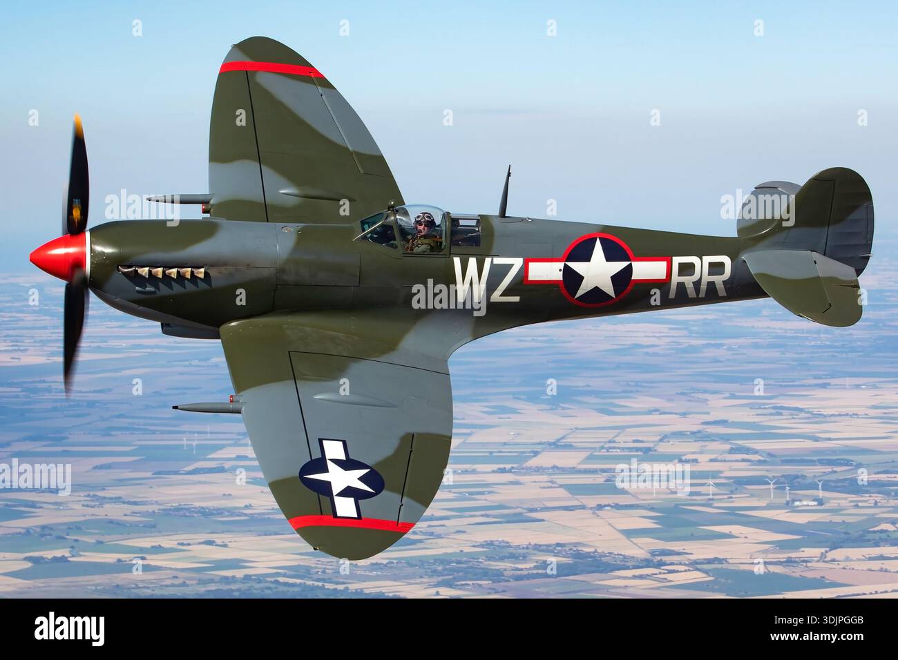 This close pilot view features a Supermarine 361 Spitfire LF16E Seafire ...
