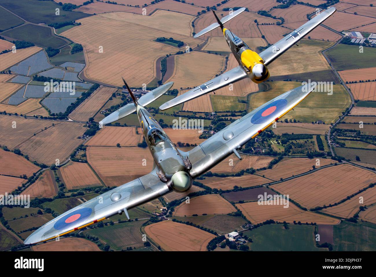 A formation at UK Warbirds 2022 features a Supermarine Seafire LF5C ...