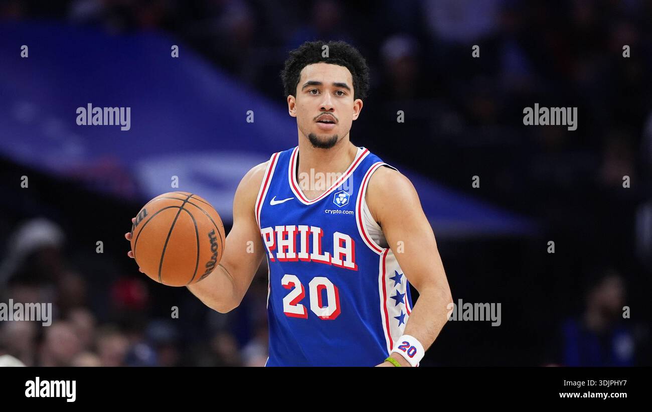 Philadelphia 76ers' Jared McCain plays during an NBA basketball game ...