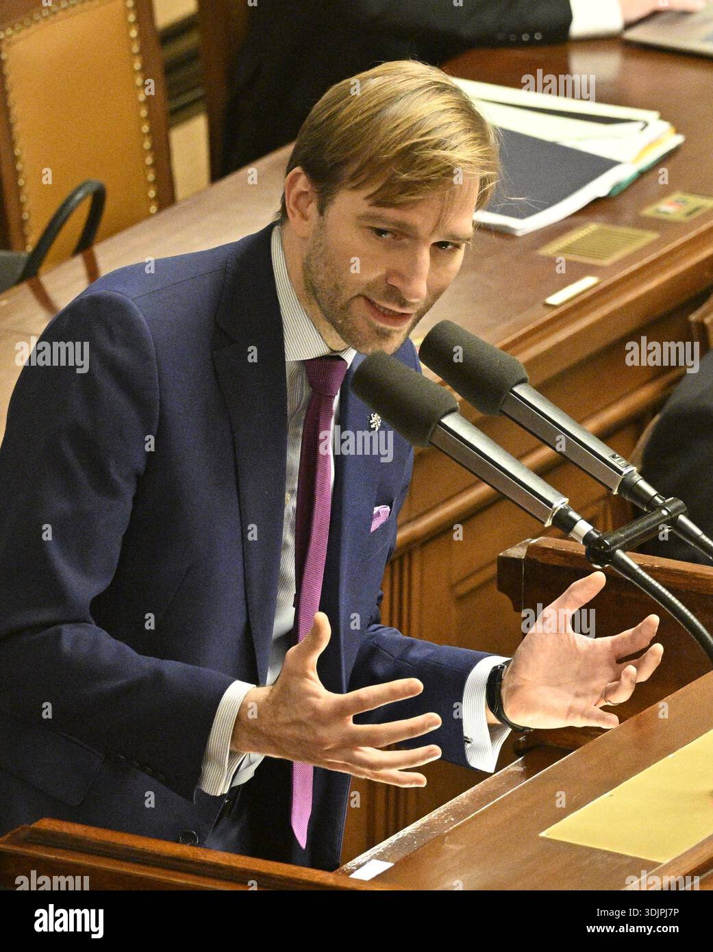 Czech Health Minister Adam Vojtech (ANO) speaks at a meeting of the ...