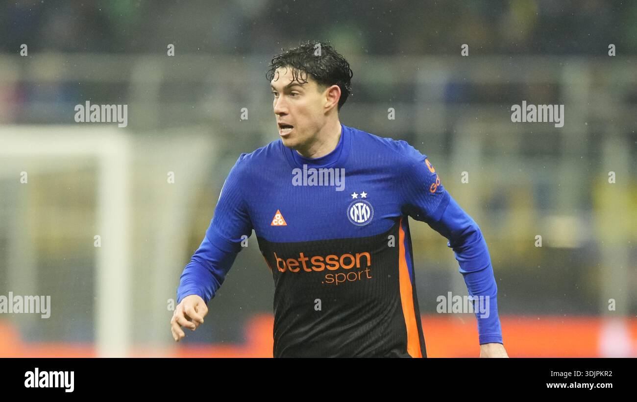 Inter Milan's Alessandro Bastoni controls the ball during a Serie A ...