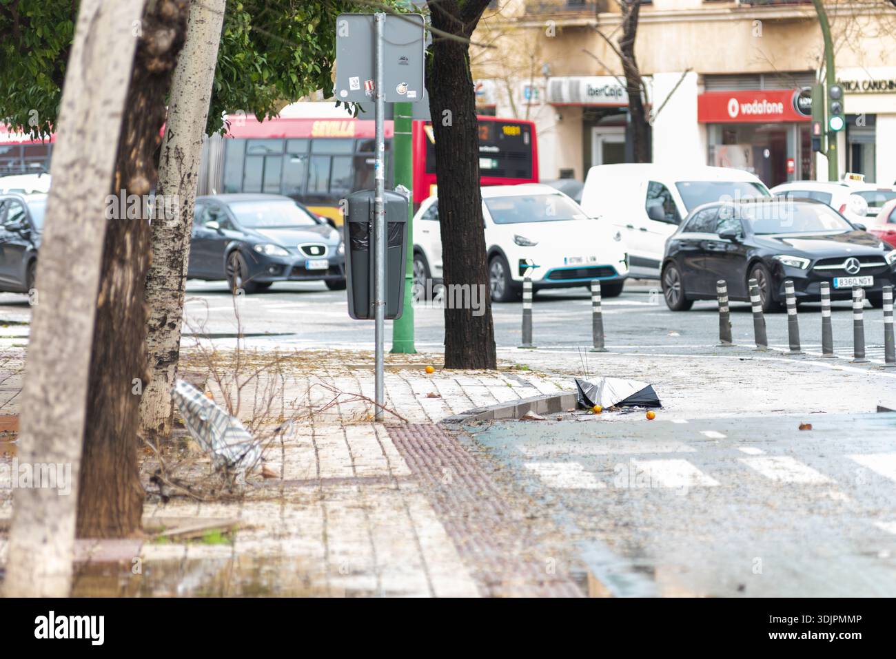 Broken umbrellas abound after Storm Joseph batters Seville during the ...