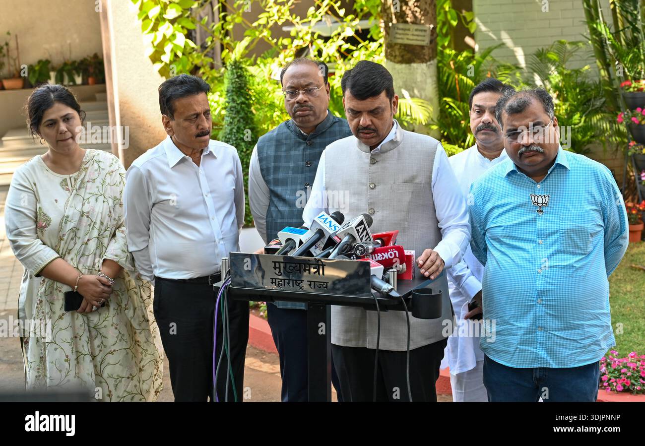 MUMBAI, INDIA - JANUARY 28: Maharshtra Chief Minister Devendra Fadanvis ...