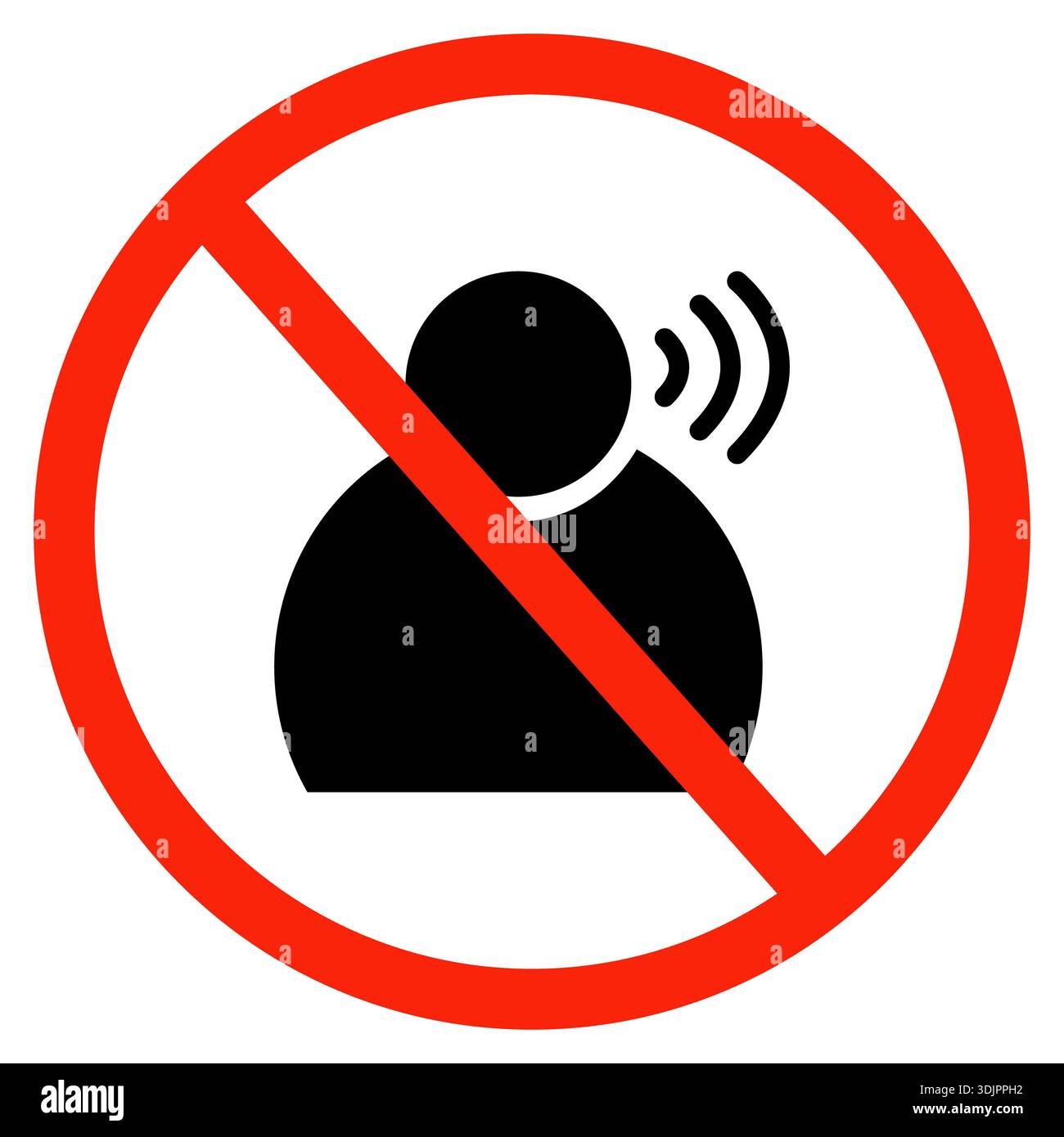 Silent zone icon. No talking allowed sign. Speech prohibition symbols ...