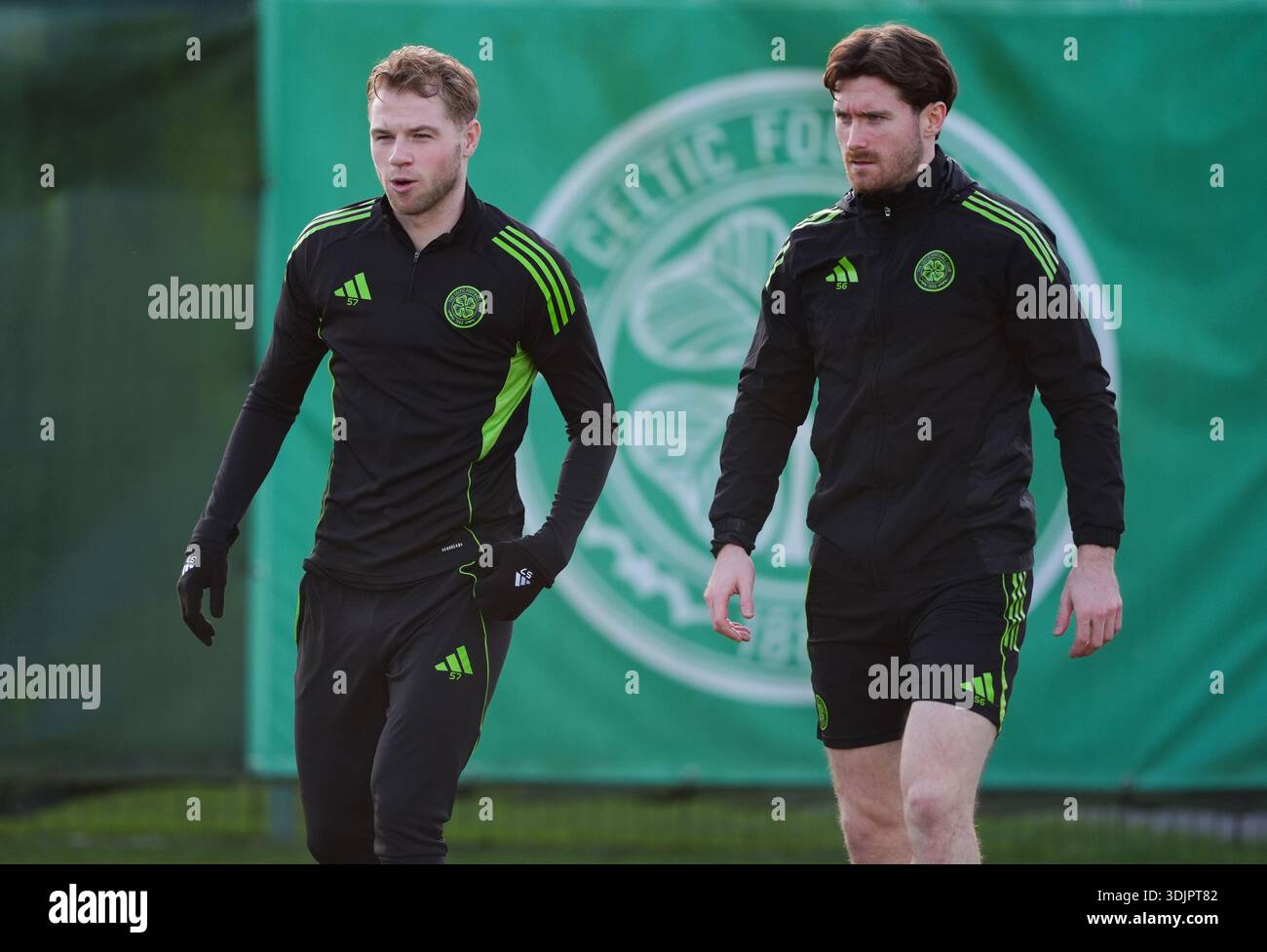 Celtic's Stephen Welsh (left) and Anthony Ralston during a training ...