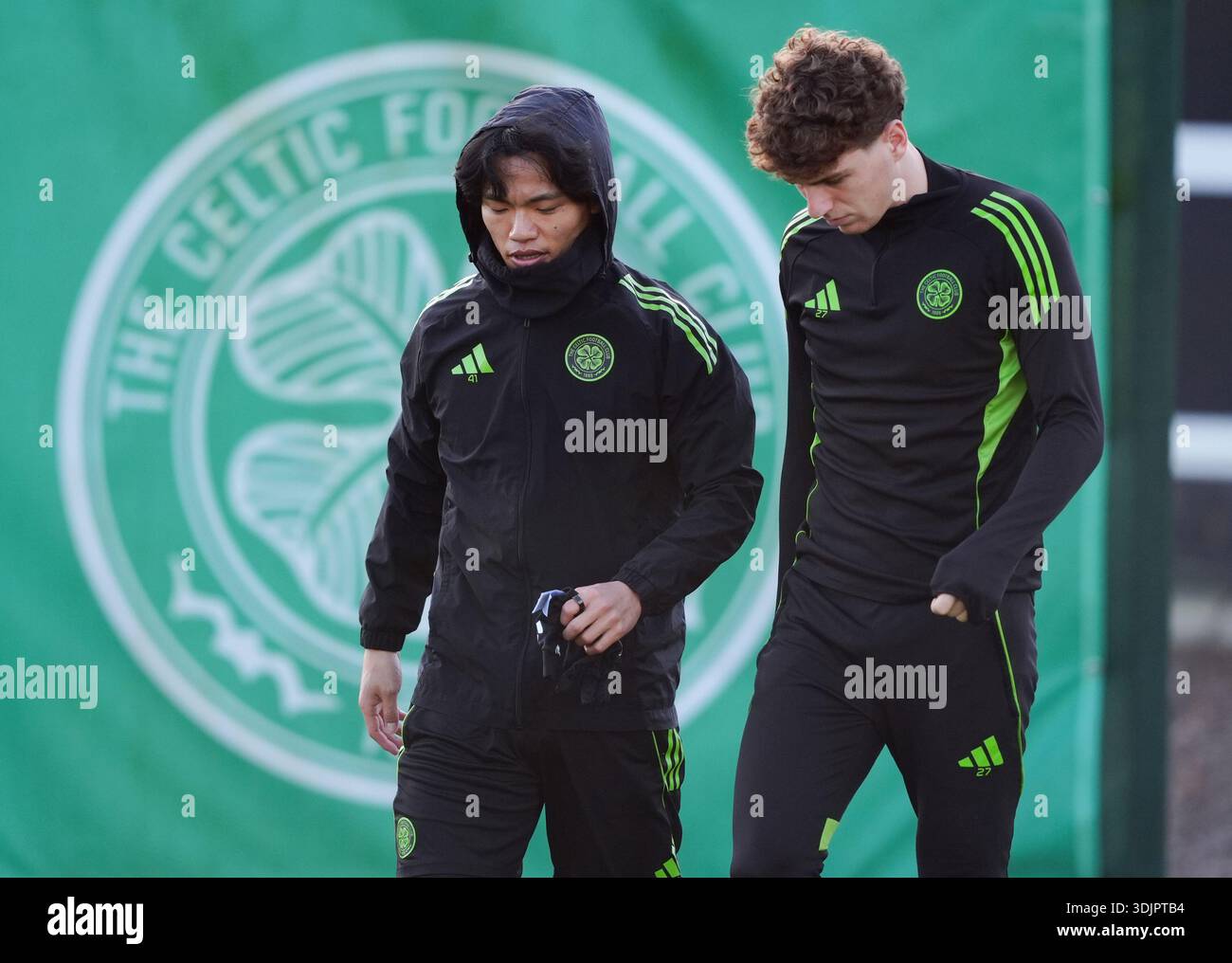 Celtic's Reo Hatate and Arne Engels during a training session at ...