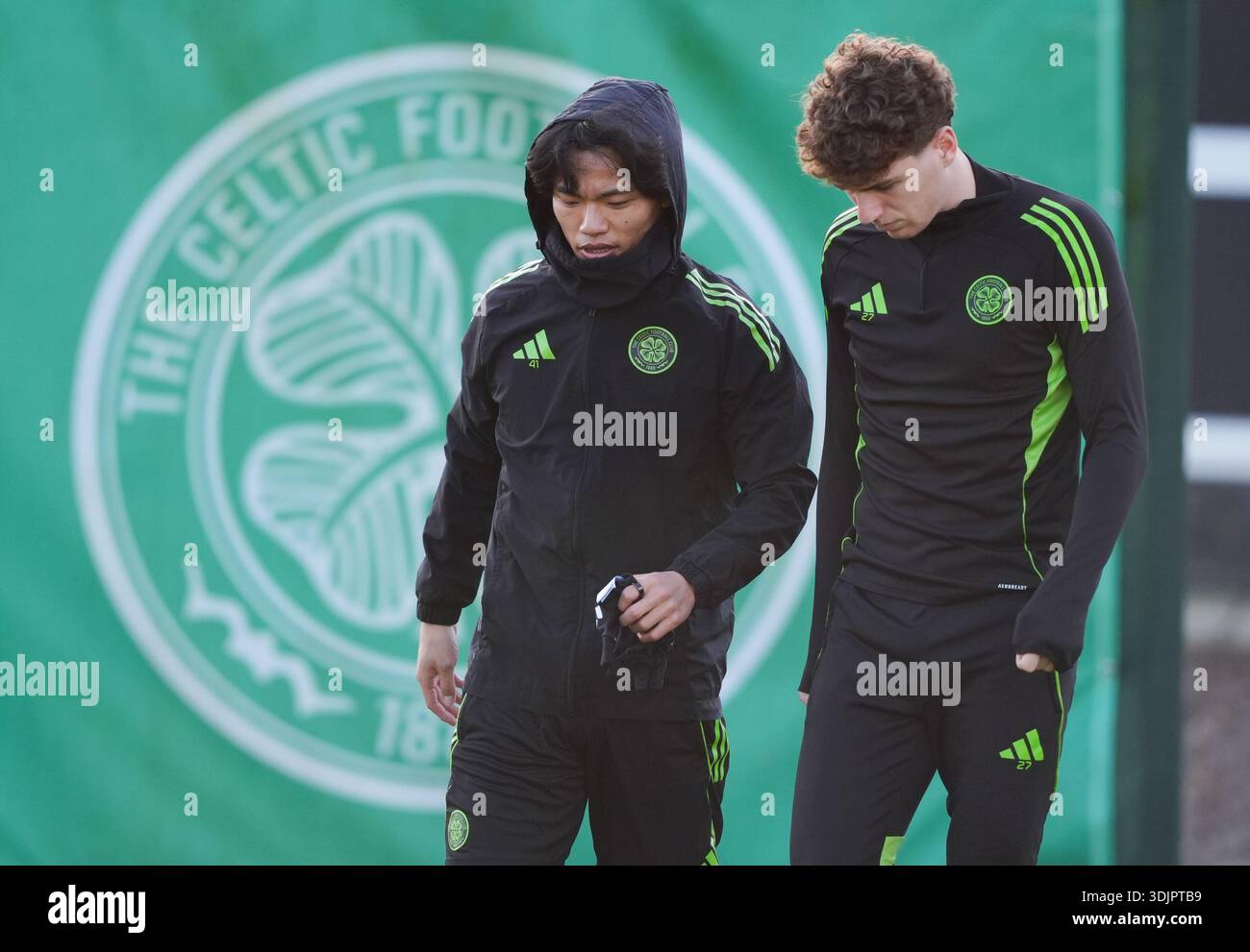 Celtic's Reo Hatate and Arne Engels during a training session at ...
