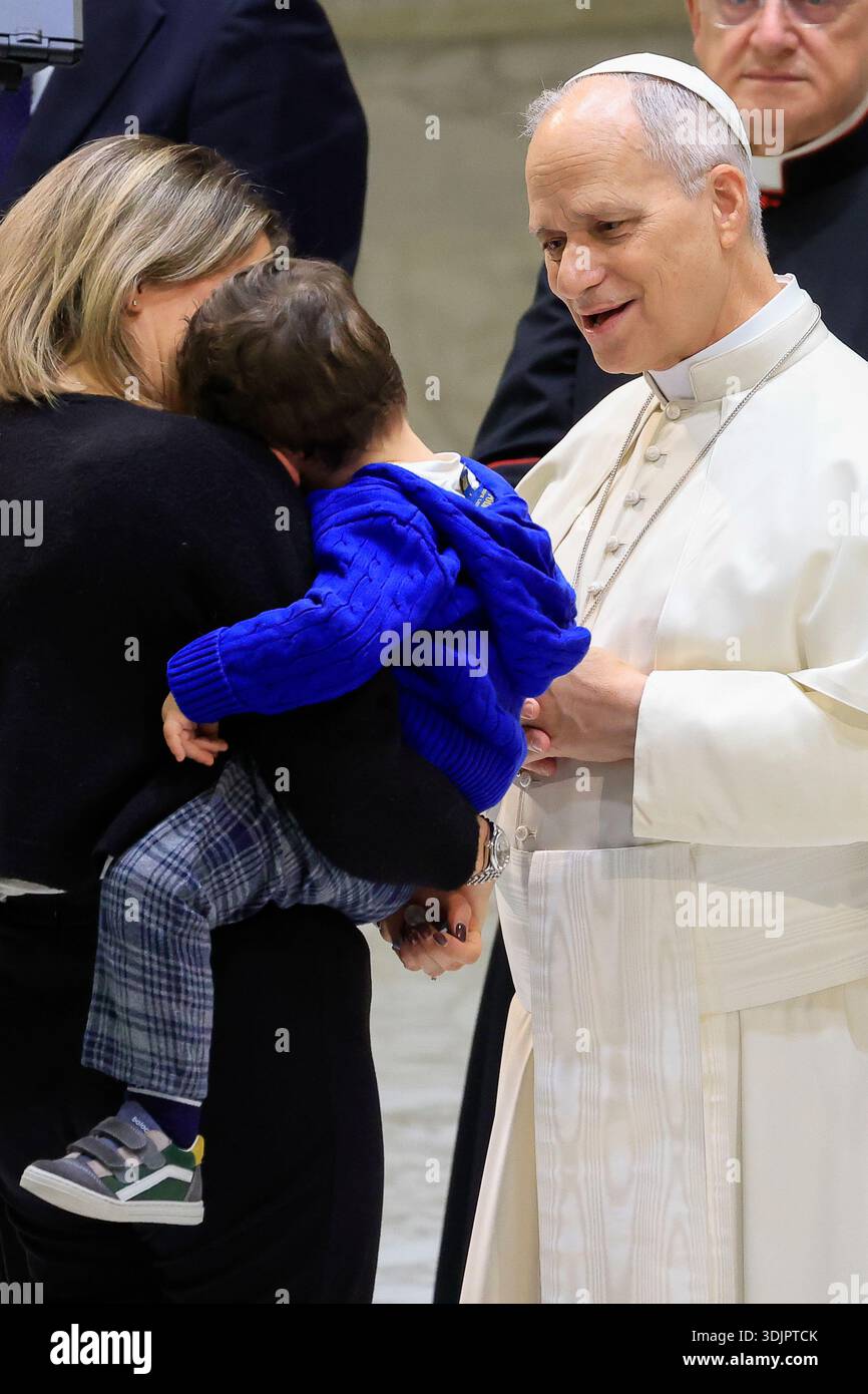 Vatican CIty, Vatican, 28 January, 2026. Pope Leo XIV greets the ...