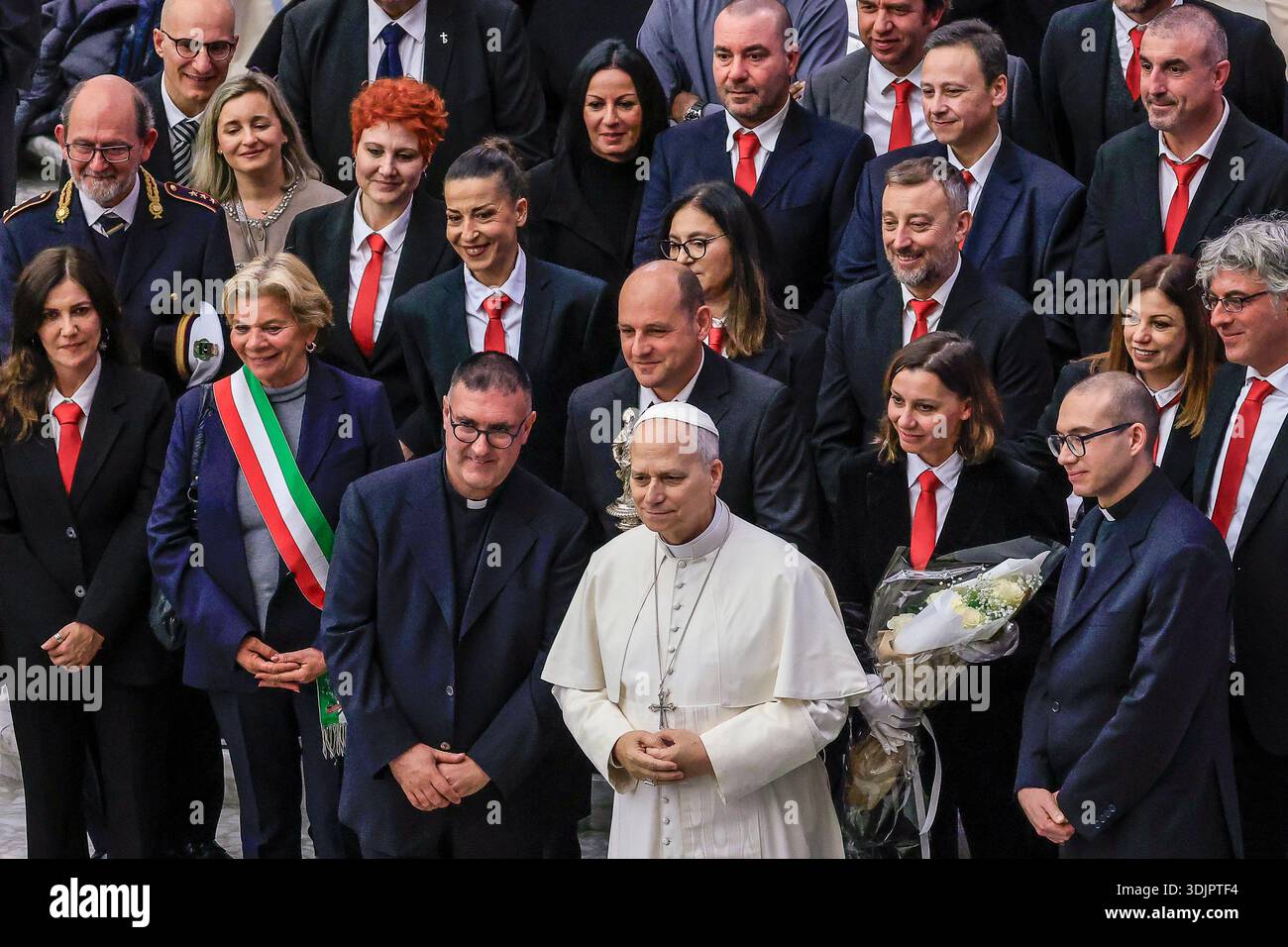 Vatican CIty, Vatican, 28 January, 2026. Pope Leo XIV poses with a ...