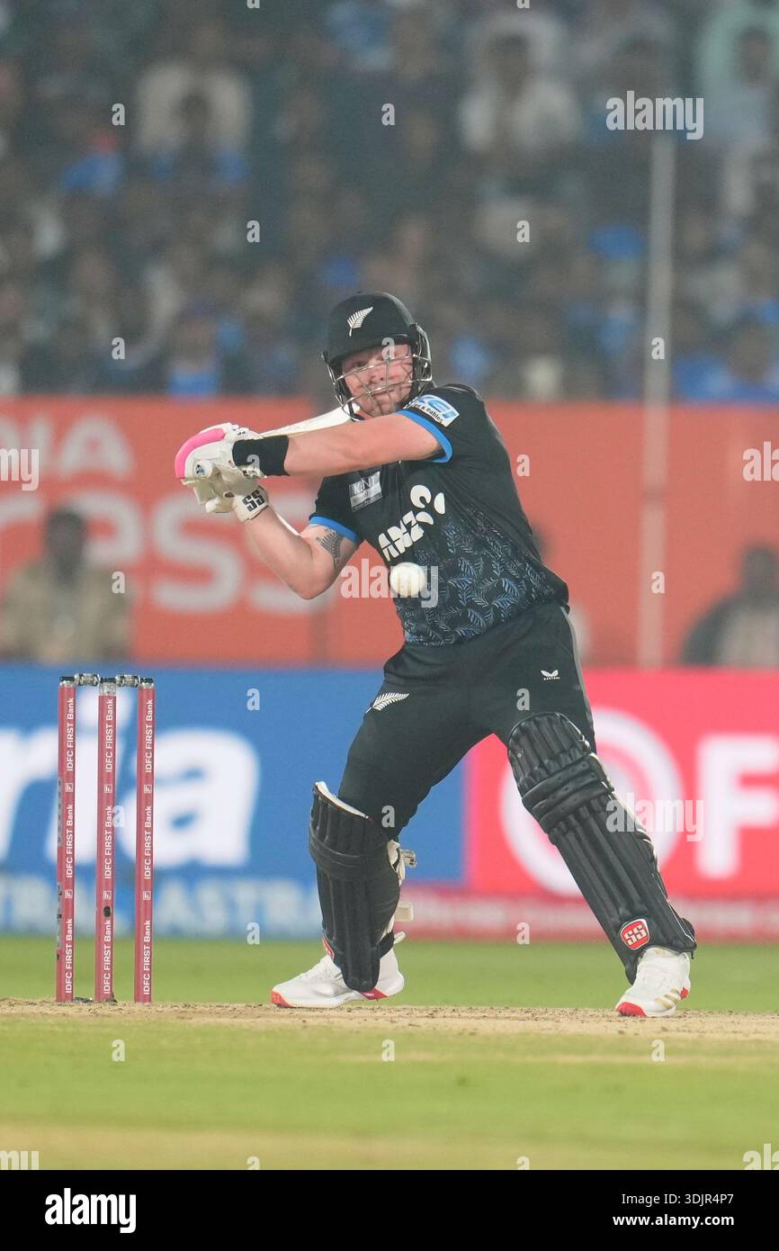 New Zealand's Tim Seifert plays a shot during the fourth T20 cricket ...