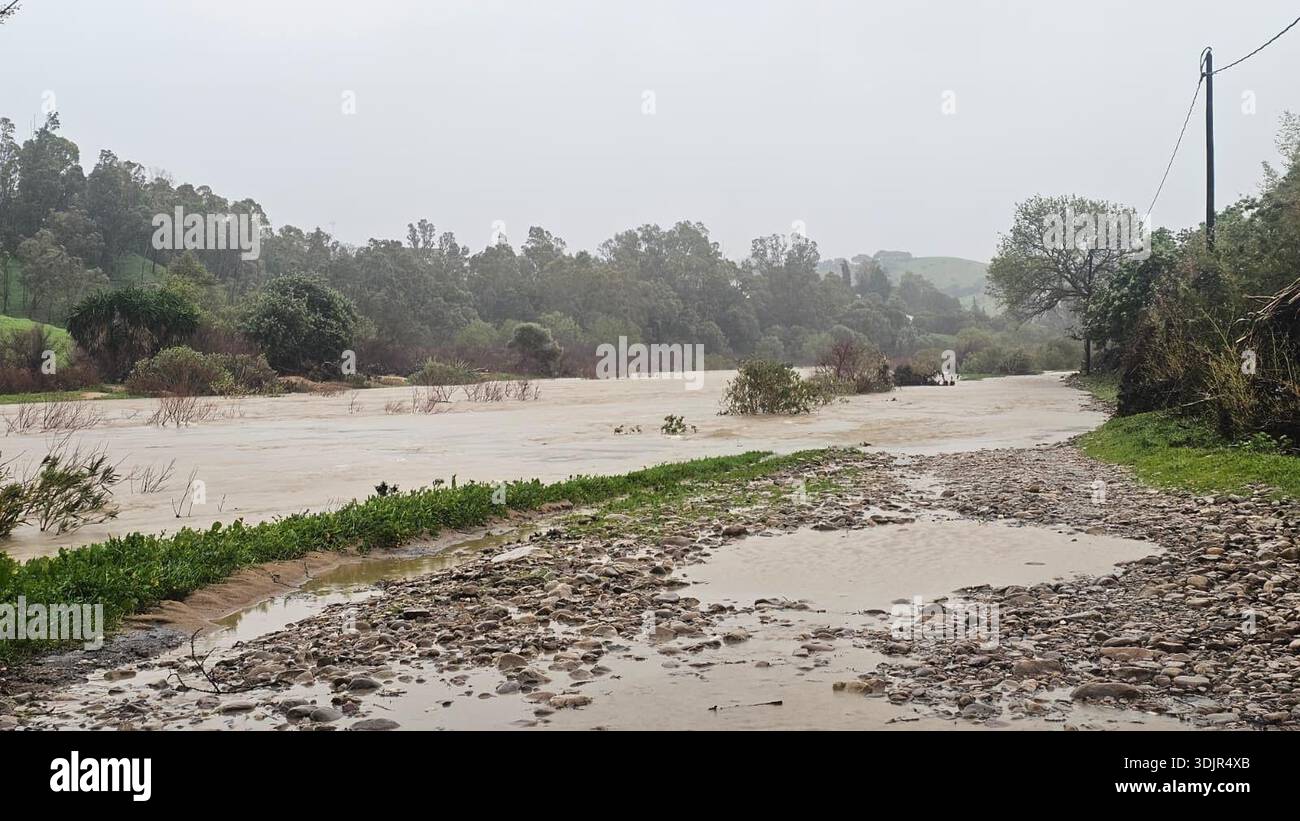 Image of the flooding of the river Hozgarganta as it passes through the ...