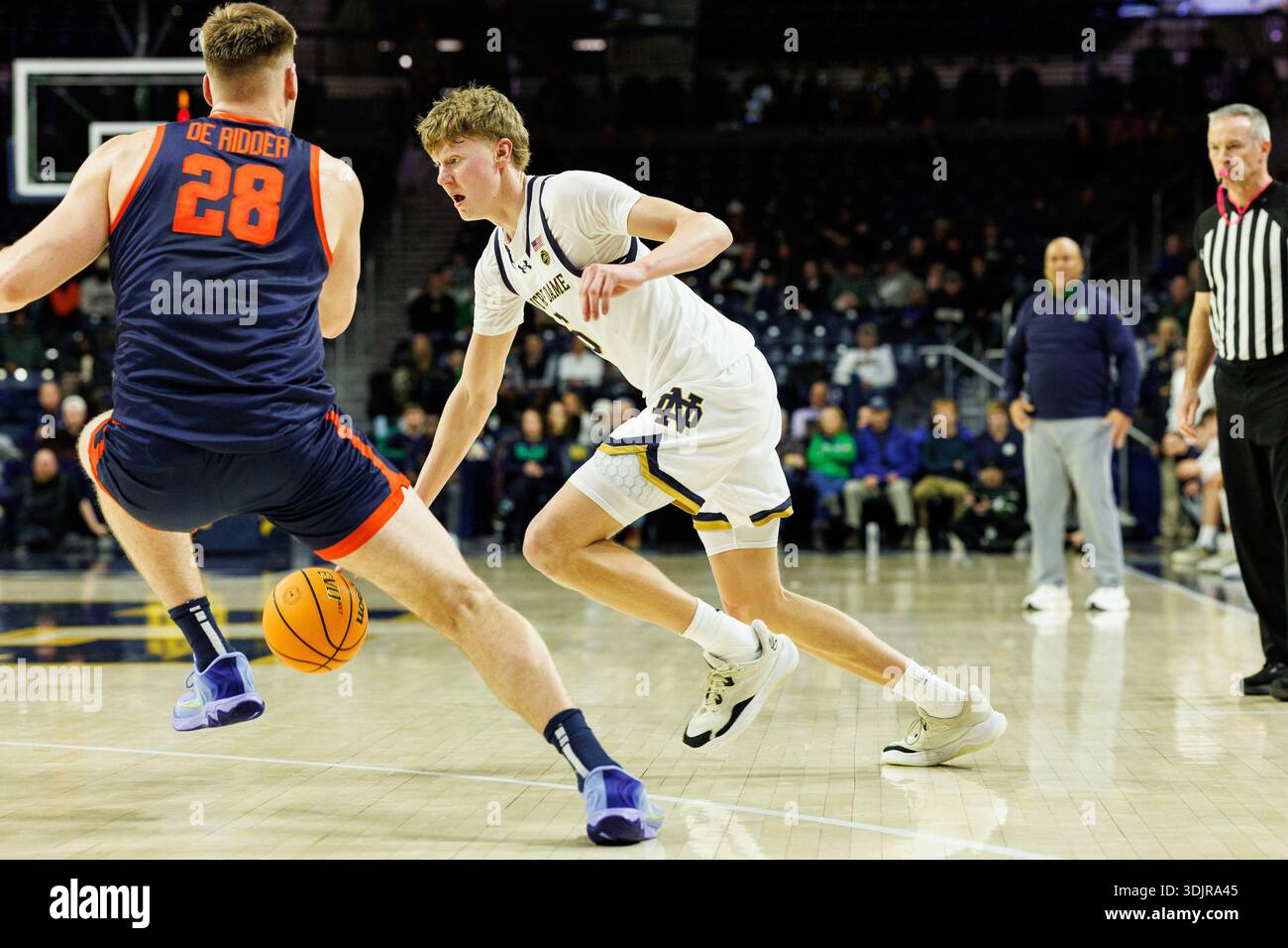 January 27, 2026: Notre Dame forward Brady Koehler (6) drives to the ...