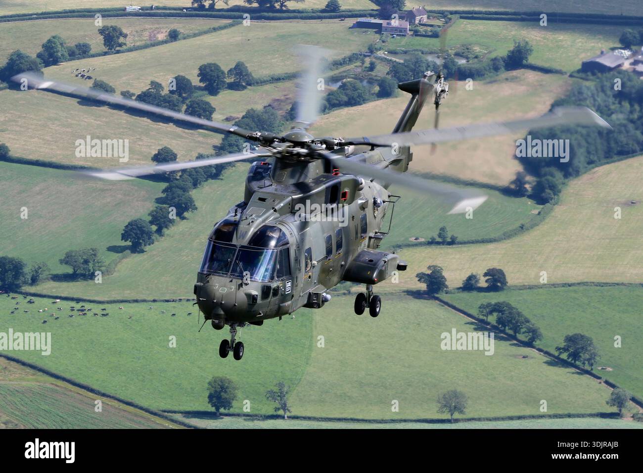 A Royal Navy AgustaWestland AW101 Merlin Mk 4 HC4 helicopter is shown ...