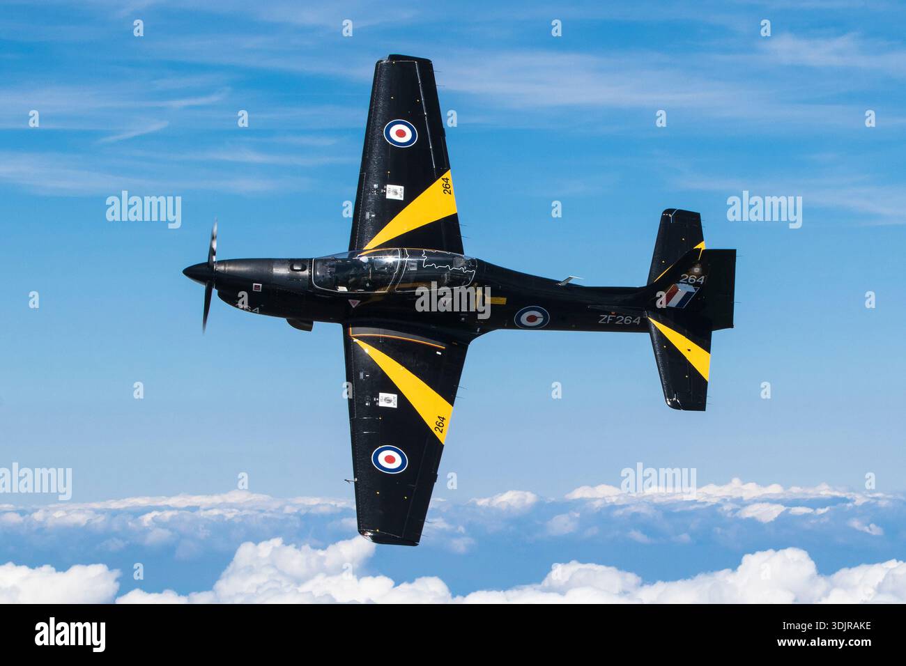 Air-to-air image of a Royal Air Force Short Tucano T1 performing a ...