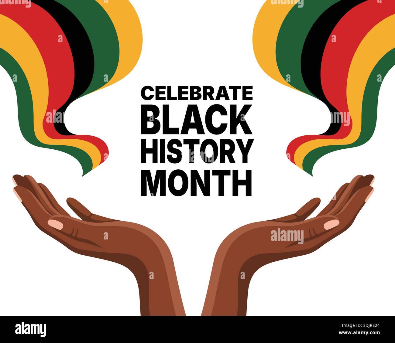 Celebrate black history month illustration with open hands and pan ...