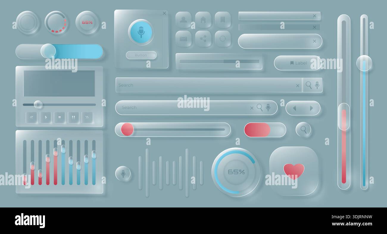 Glass ui glassmorphism with 3d transparent button and liquid box app ...